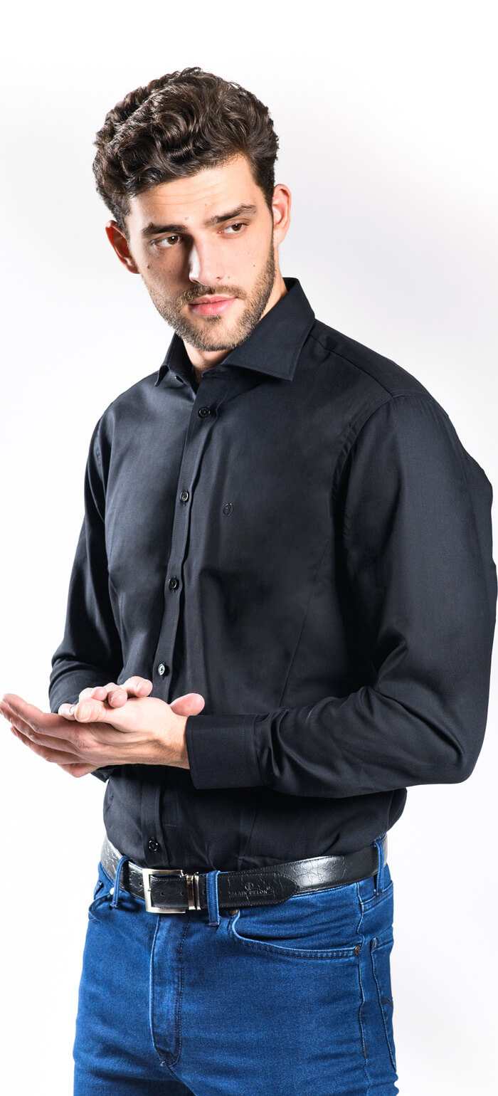 Čierna Extra Slim Fit košeľa - Košele - E-shop | alaindelon.sk Čierna Extra Slim Fit košeľa - Košele - E-shop | alaindelon.sk